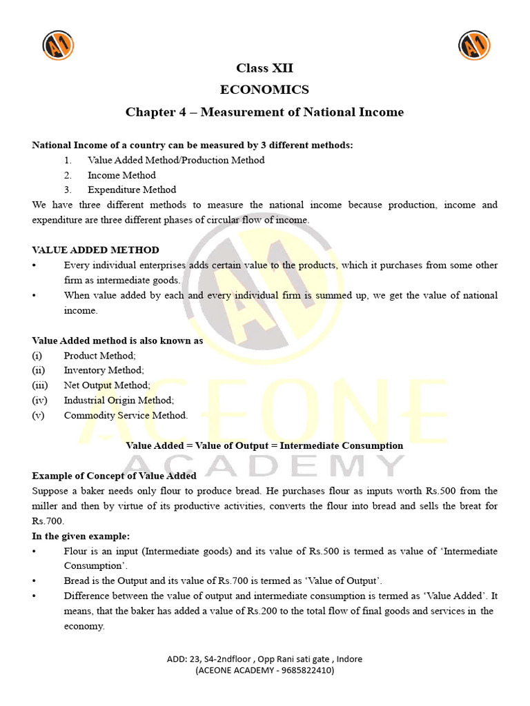 National Income Measurement Methods | PDF | Intermediate Consumption ...