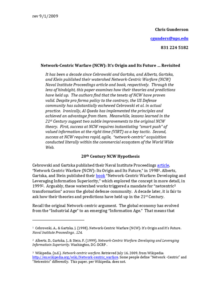 Netcentric Warfare Revisited | PDF | Information | Internet