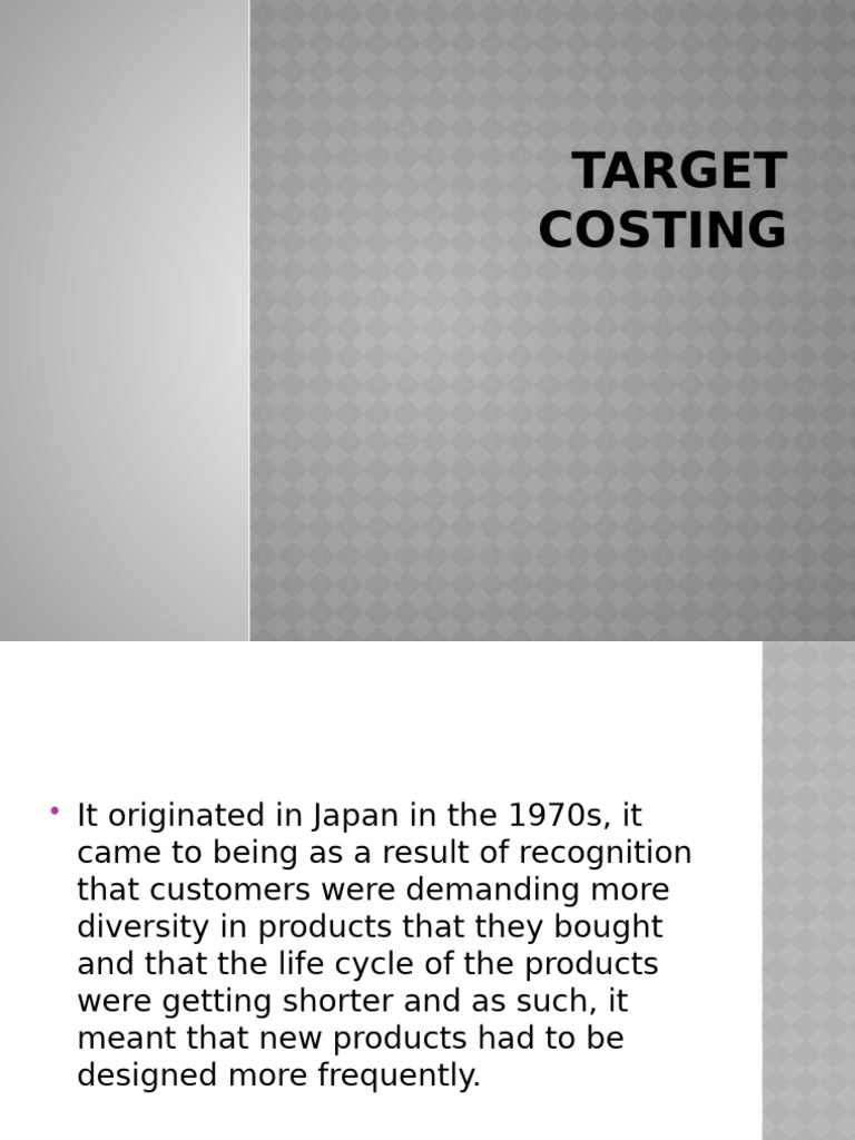 Target Costing | PDF | Profit (Economics) | Cost