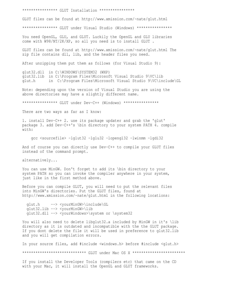 How To Install Glut File | PDF | Microsoft Visual Studio | Library (Computing)