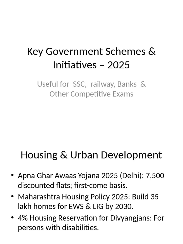 Key Government Schemes 2025 Overview | PDF