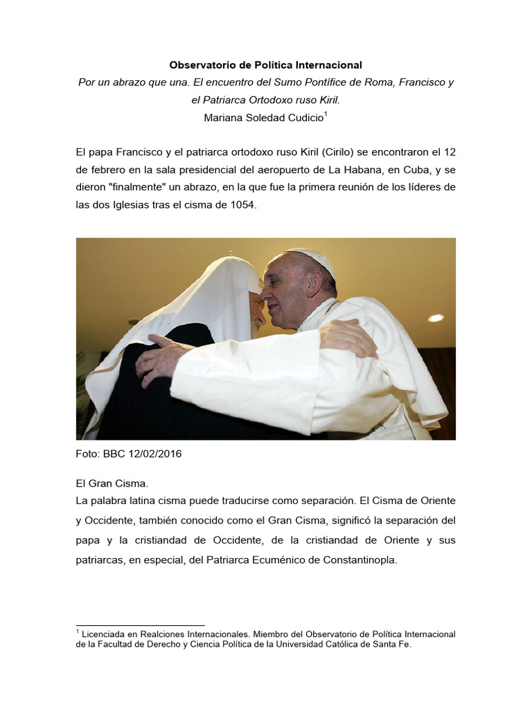 Encuentro histórico: Papa Francisco y Kiril | PDF | imperio Bizantino ...