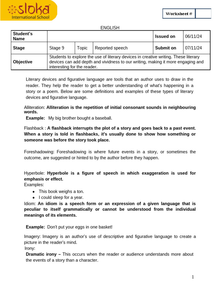 ENG WS 2 - Direct Speech - Reported Speech | PDF | To Kill A ...