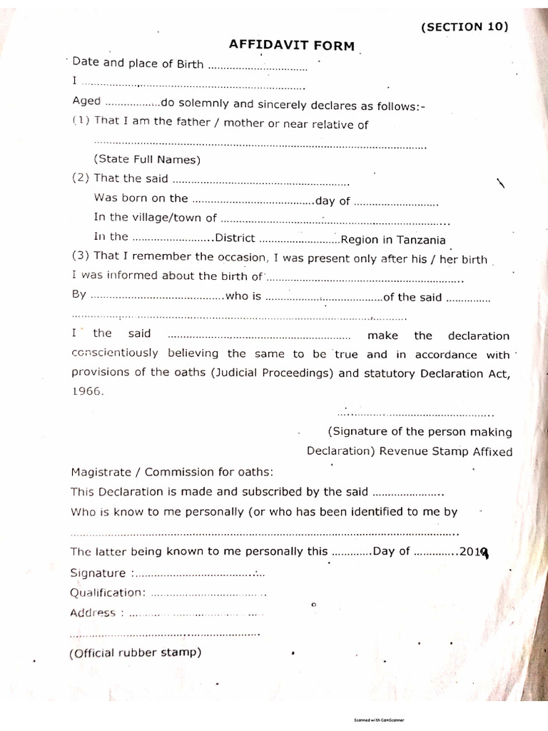 Affidavit Form | PDF