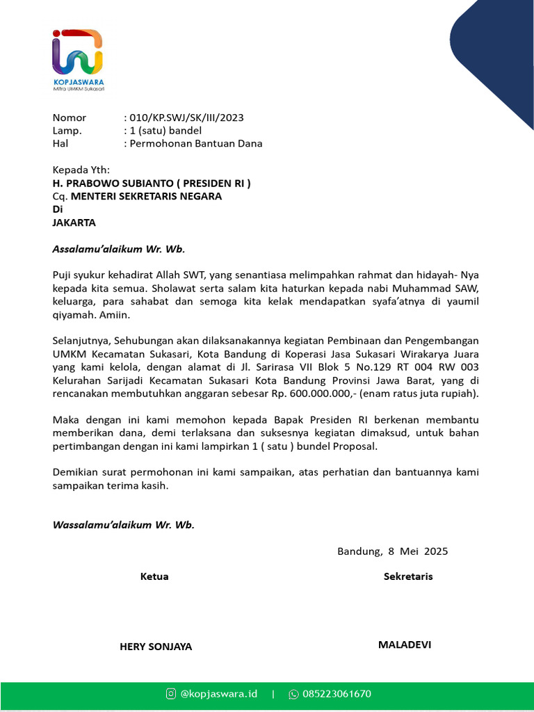 Surat Pengajuan Proposal | PDF