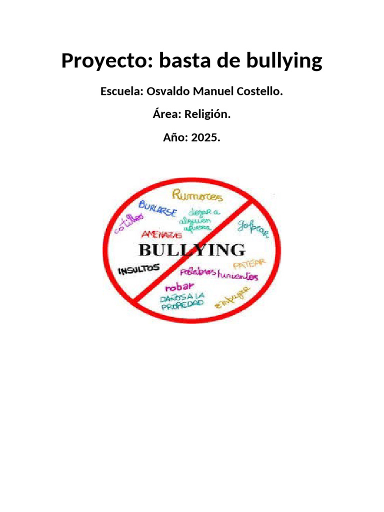 Proyecto Bullying | PDF | Enseñando | Aprendizaje