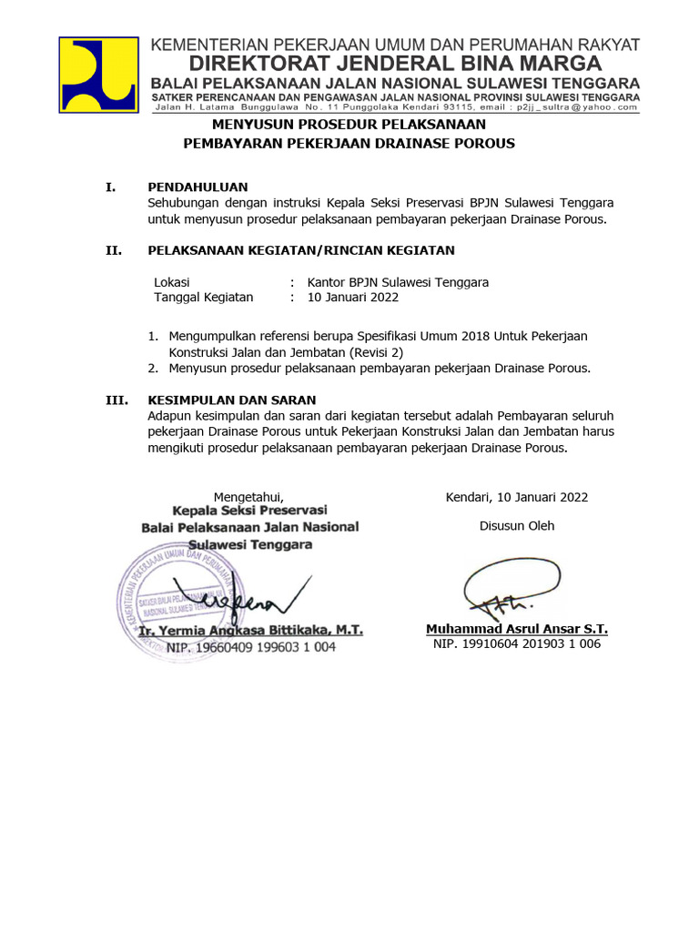 III.2.1.m. 4. Prosedur Pelaksanaan Pembayaran Drainase Porous | PDF