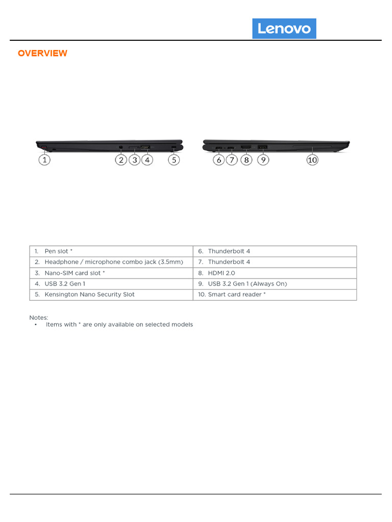 ThinkPad X13 Yoga Gen 2 Intel Spec | PDF | Usb | Computing
