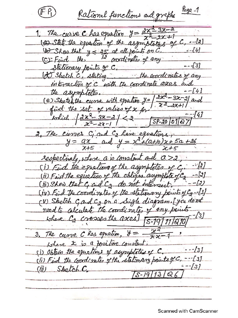 Rational Functions Further Worksheet | PDF