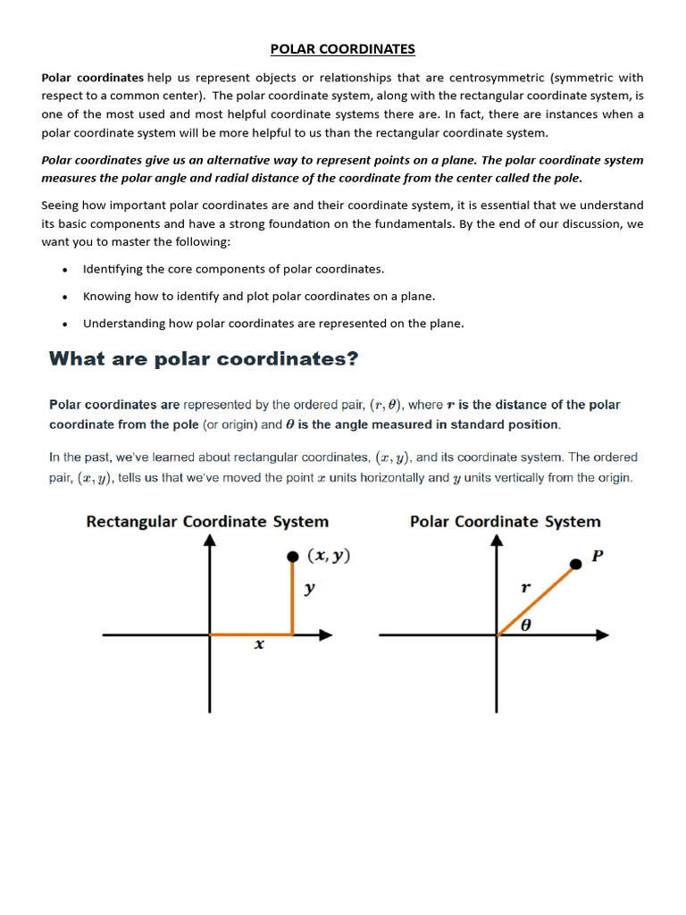 Polar Coordinates Notes and Worksheet | PDF | Analytic Geometry ...
