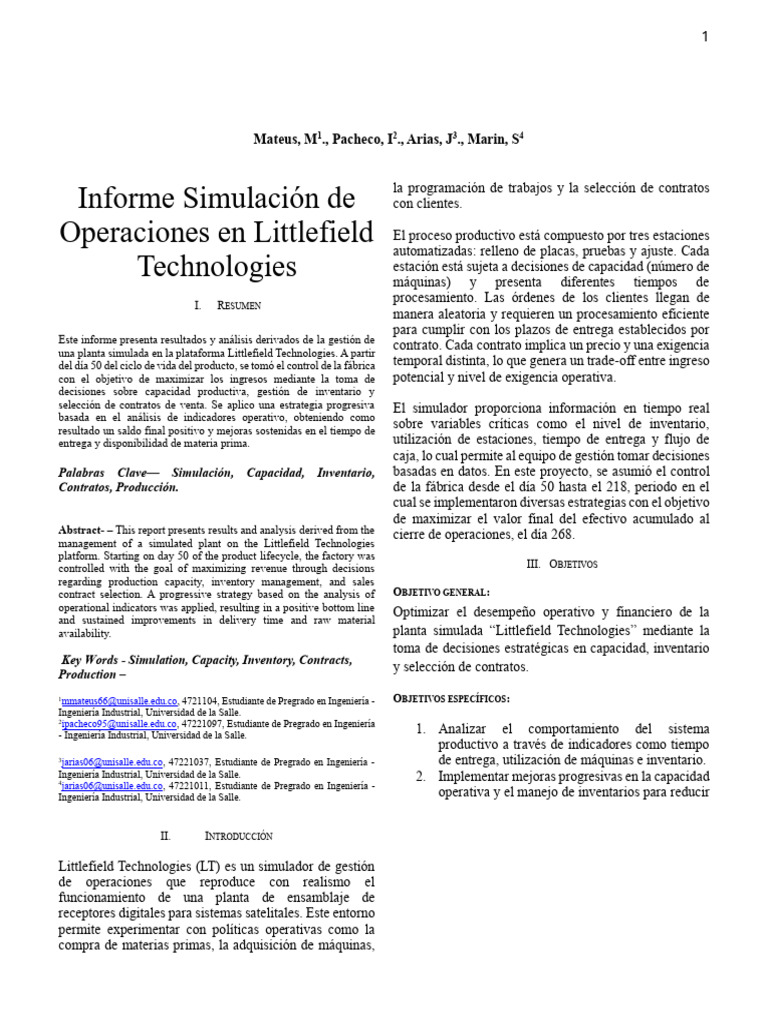 Informe Sijm | PDF | Lean Manufacturing | Simulación