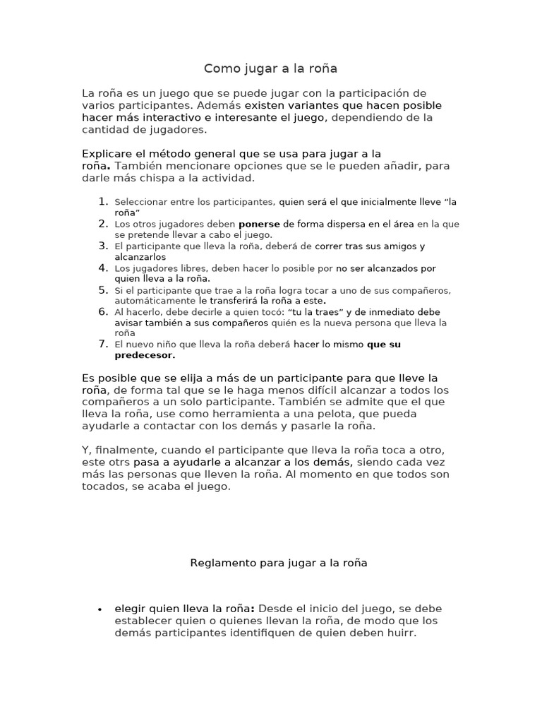 ¿Cómo Se Juega A La Roña | PDF