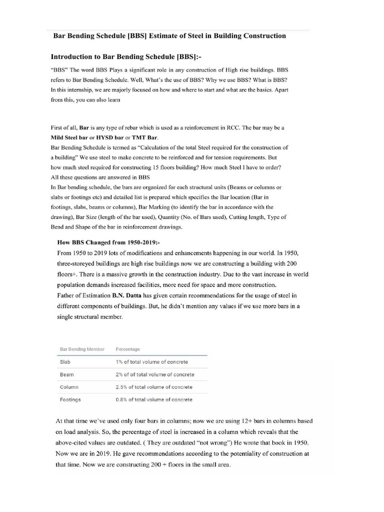 Rebar Calculation Formula and Example | PDF