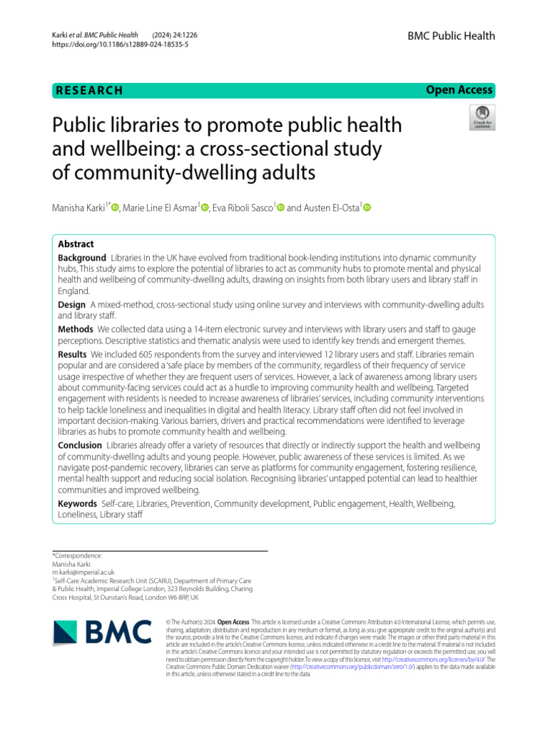 Public Libraries To Promote Public Health | PDF | Libraries | Creative ...