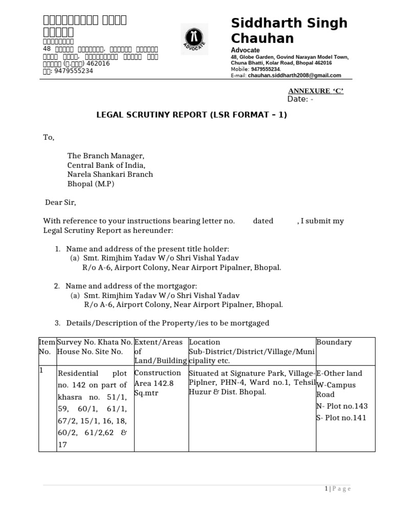 CBI Search Report LSR1 Smt. Rimjhim Yadav 1 | PDF | Leasehold Estate ...