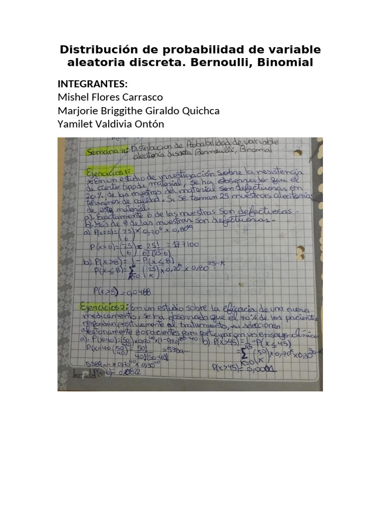 s11 Distribución de Probabilidad de Variable Aleatoria | PDF