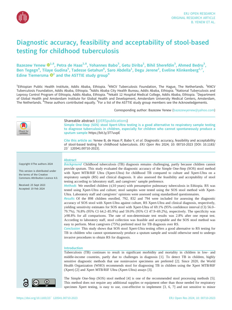 Diagnosticaccuracy, Feasibilityandacceptabilityofstool-Based ...