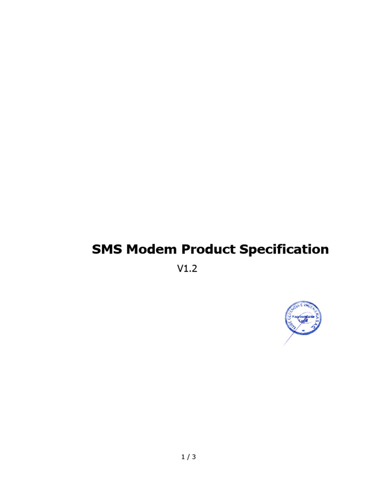 SMS Modem Product Specification | PDF