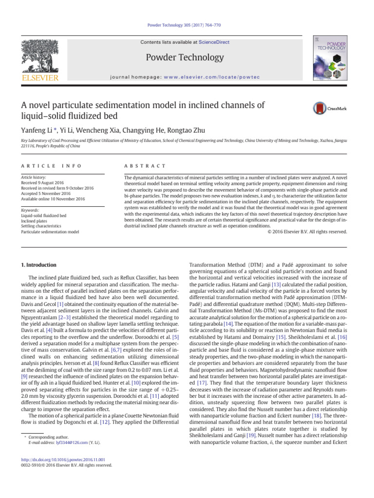 A Novel Particulate Sedimentation Model in Inclined Channels | PDF ...