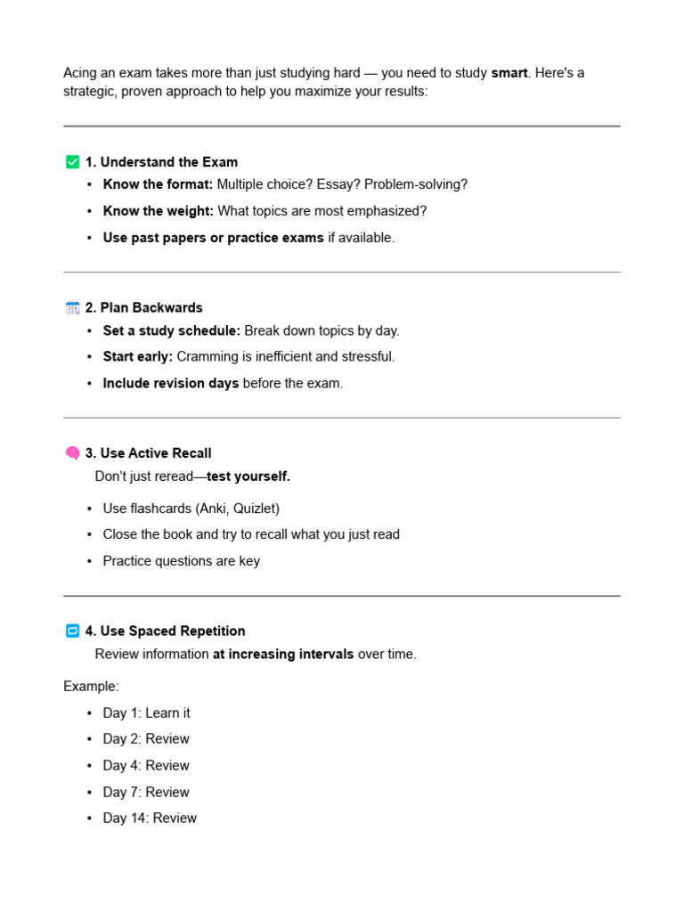 Smart Strategies for Exam Success | PDF
