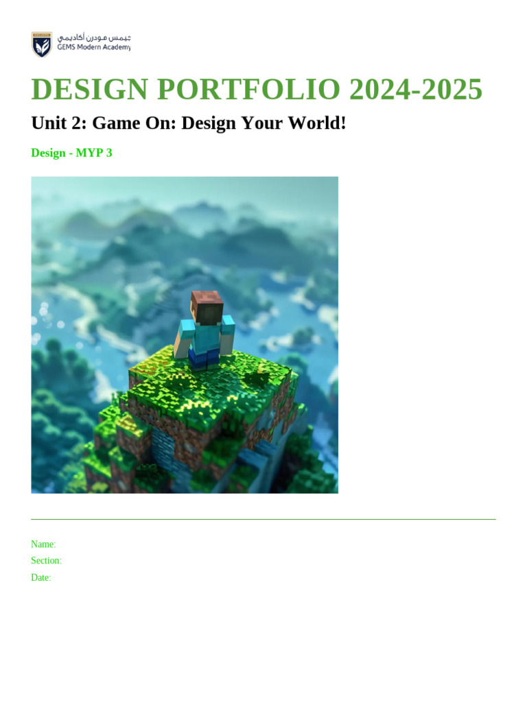 MYP3 Game Design Portfolio 2024-2025 | PDF