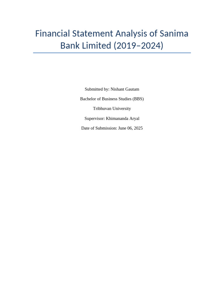 Sanima Bank Report NishantGautam | PDF