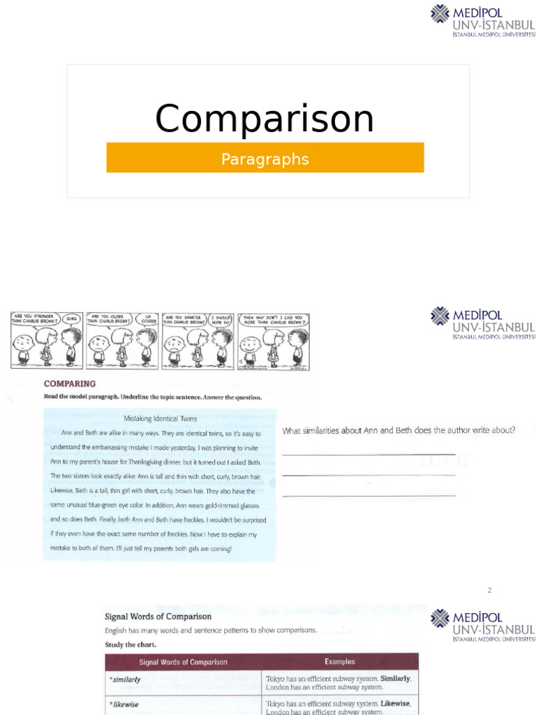 Comparison Paragraphs | PDF
