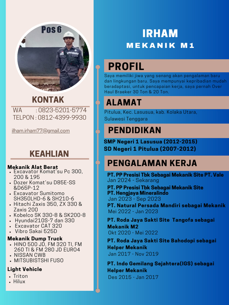 CV Irham Mekanik M1 | PDF