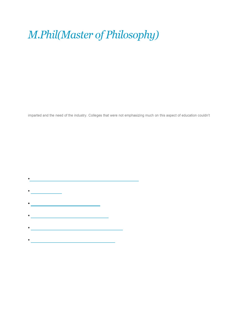 M.Phil (Master of Philosophy) : General Information For Admission in M. Phil Programme Course ...