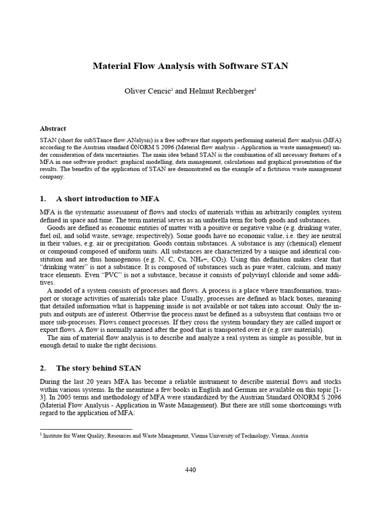 STAN Software for Material Flow Analysis | PDF | Equations