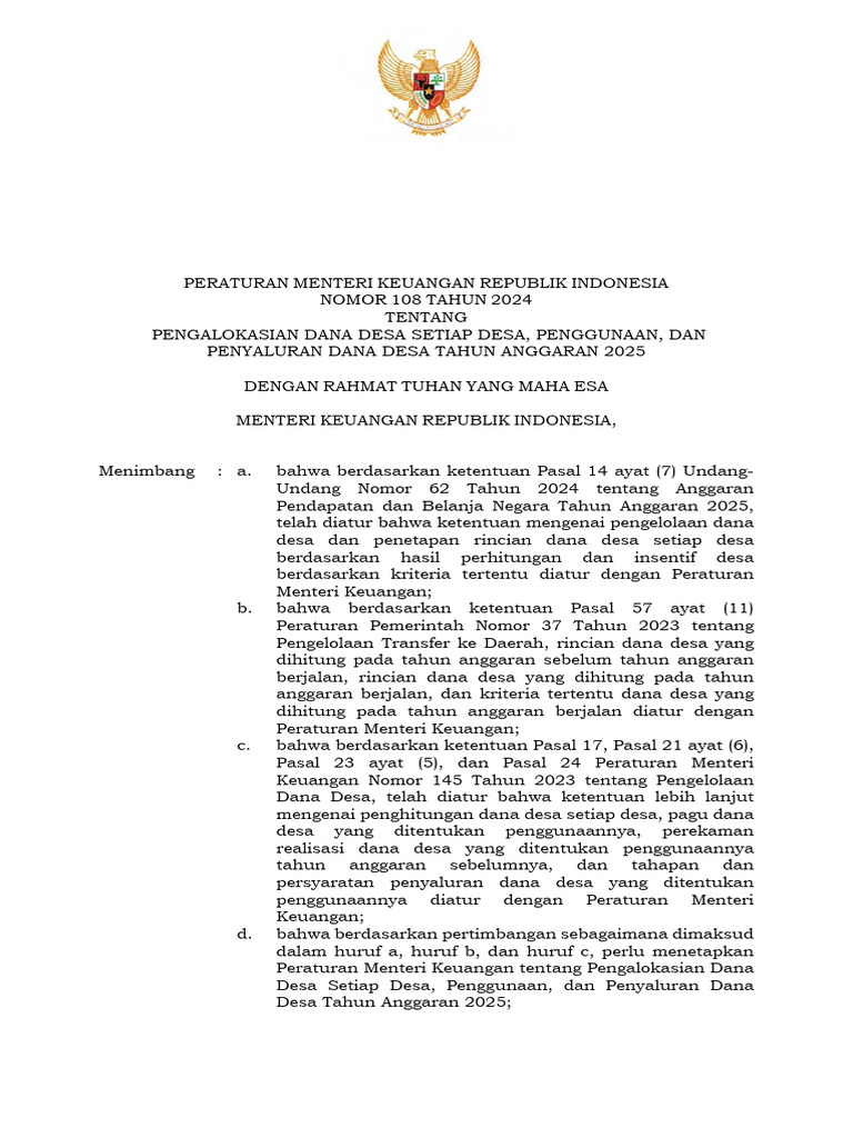 PMK 108 - 2024 - Dandes 2025 | PDF