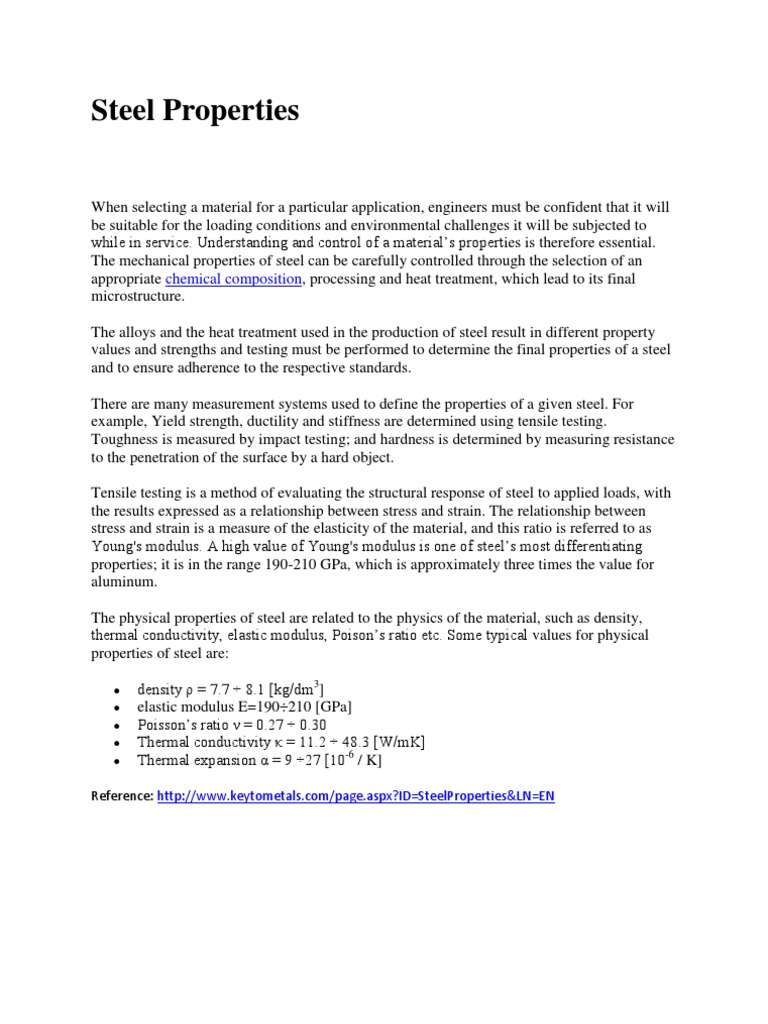 Steel Properties | PDF | Steel | Chemical Substances