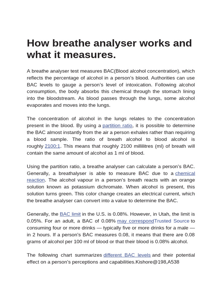 How Breath Analyser Measures BAC | PDF