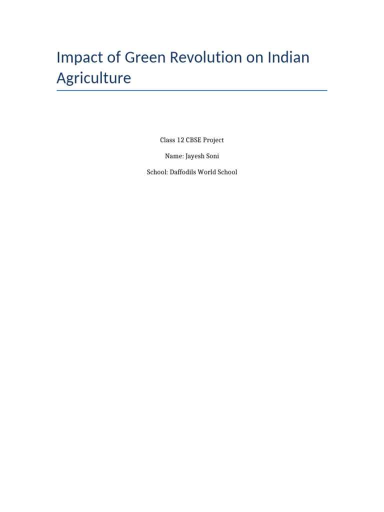 Green Revolution Project Jayesh Soni | PDF | Green Revolution | Agriculture