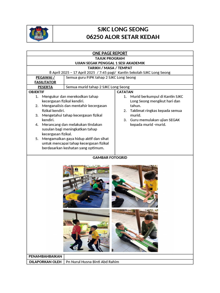 Opr Segak April 2025 | PDF