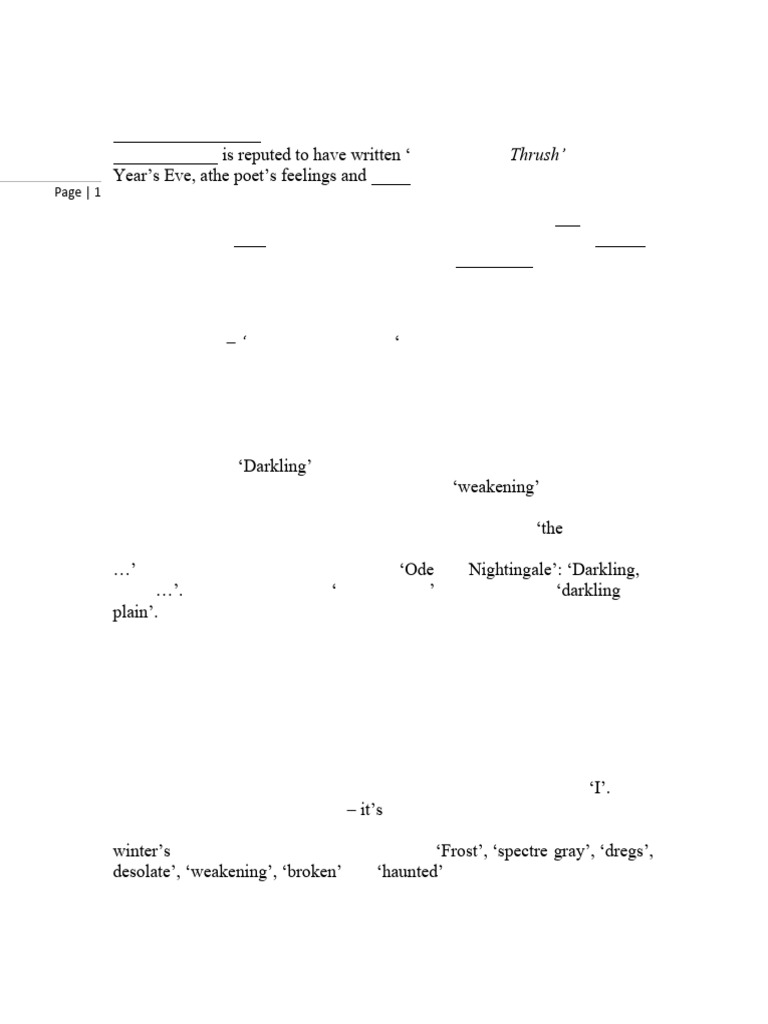 The Darkling Thrush': Page - 1 | PDF | Poetry | Metre (Poetry)