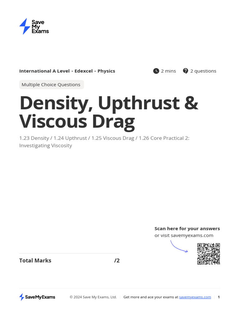 Density, Upthrust & Viscous Drag | PDF