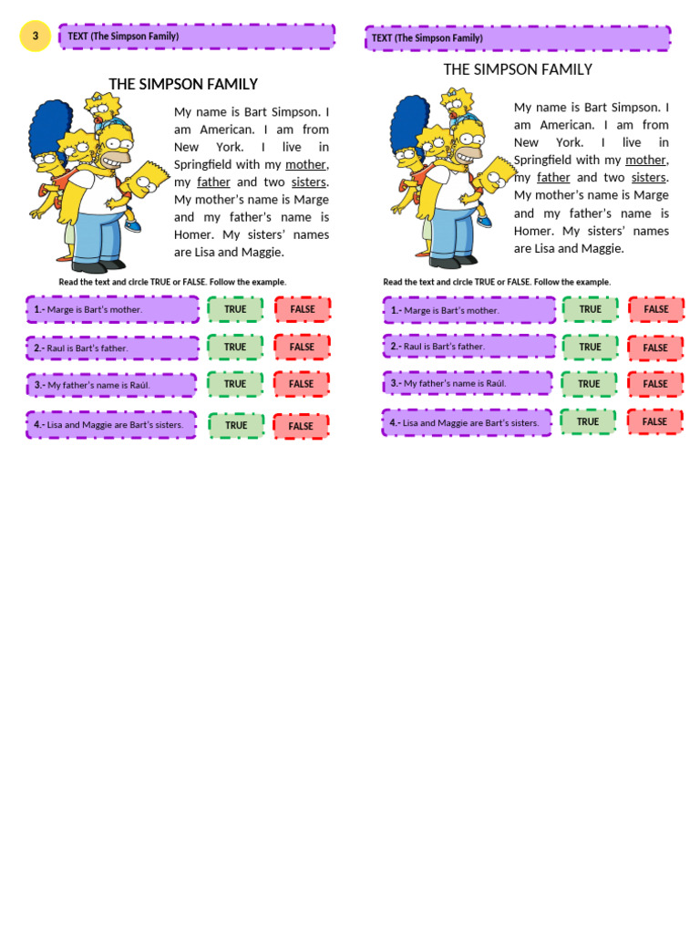 True or False: The Simpson Family Quiz | PDF