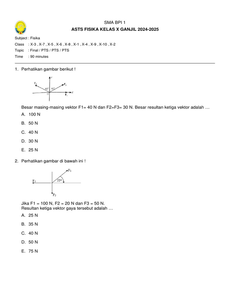 Asts Fisika Kelas X | PDF