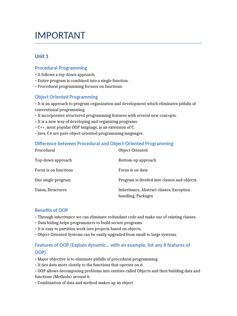 Ooc Completed Notes Pdf Method Computer Programming Inheritance Object Oriented