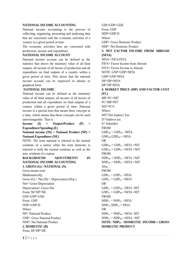 National Income Accounting | PDF | Measures Of National Income And ...