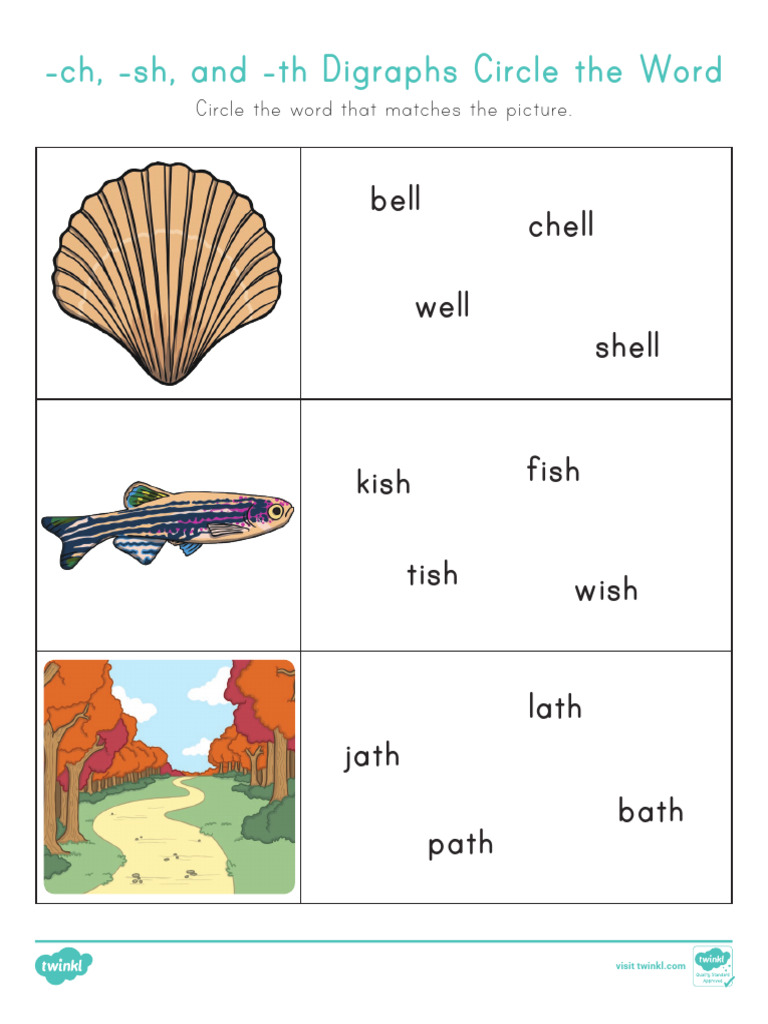 Us e 159 CH SH and TH Digraphs Circle The Word Activity Ver 1 | PDF