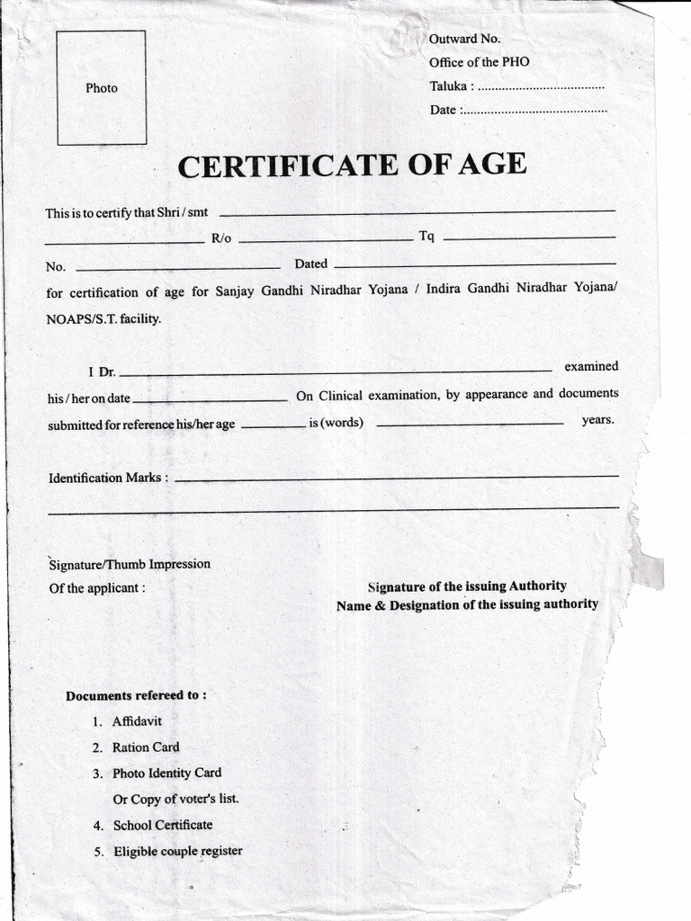 Age Certificate | PDF