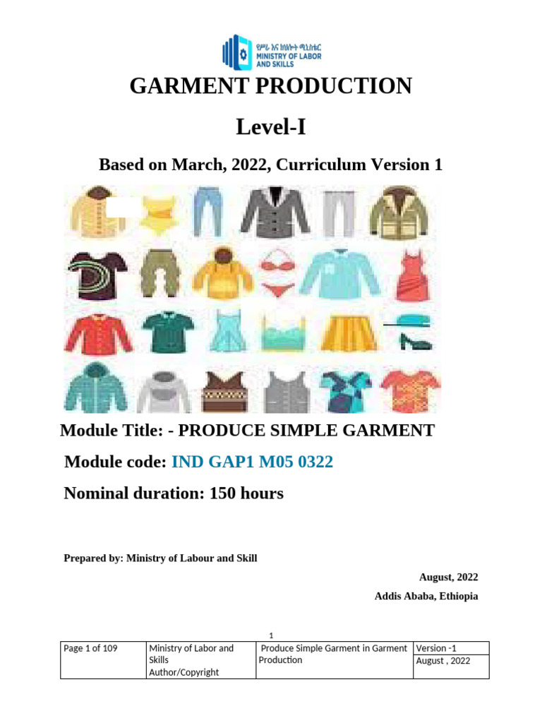 M05 Produce Simple Garments | PDF | Sewing Machine | Occupational ...