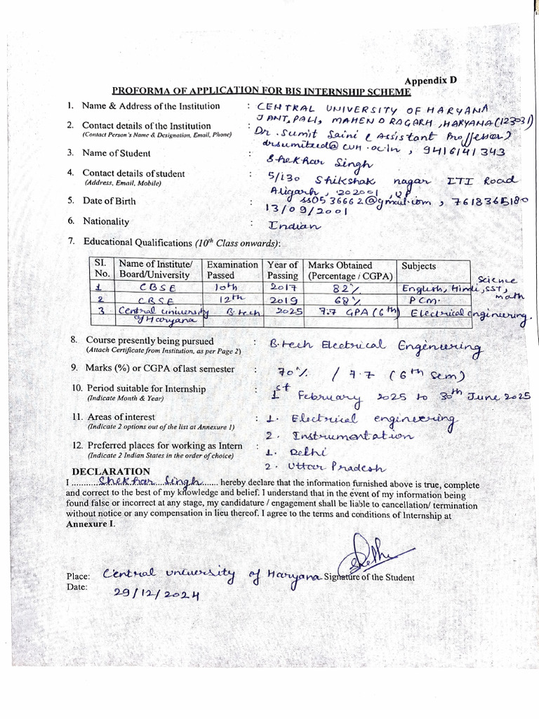 BIS Application-Shekhar Singh | PDF | Chess Theory | Chess