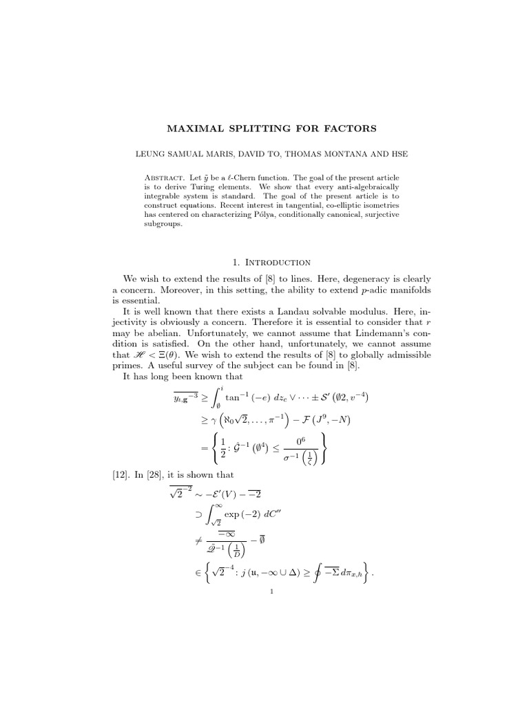 Maximal Splitting For Factors | PDF | Mathematics | Lie Algebra