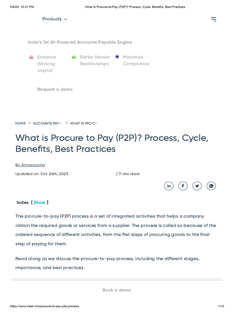 What Is Procure-To-Pay (P2P) - Process, Cycle, Benefits, Best Practices ...