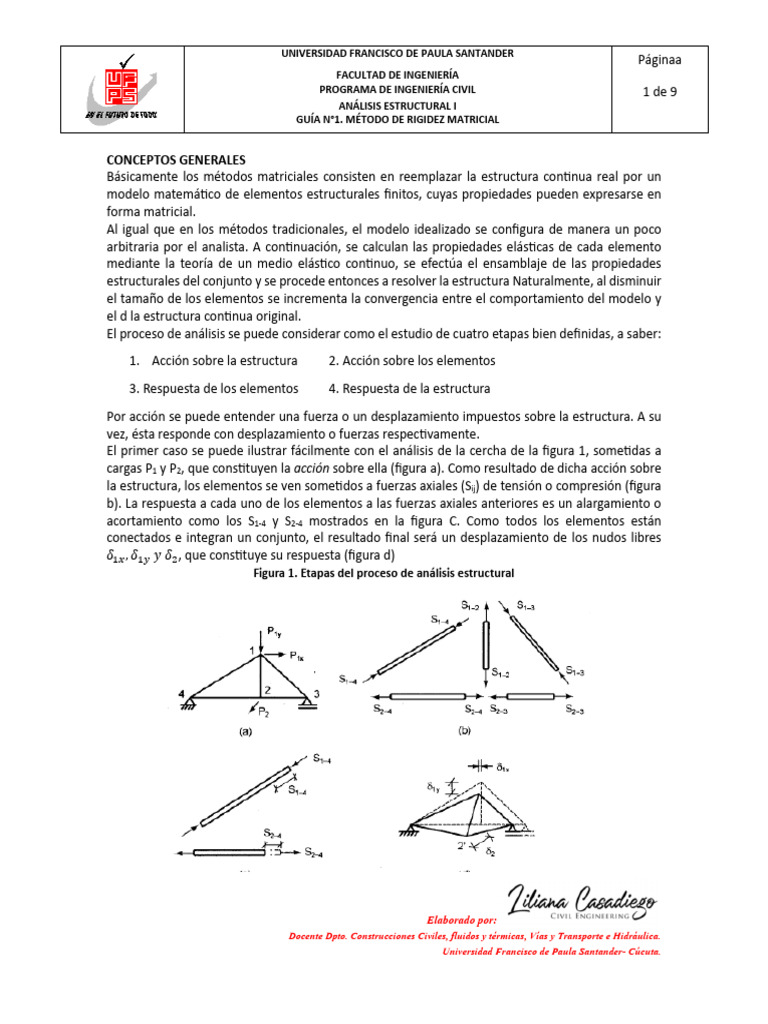 Guia 1 Metodo de Rigidez Matricial | PDF | Rigidez | Matriz (Matemáticas)