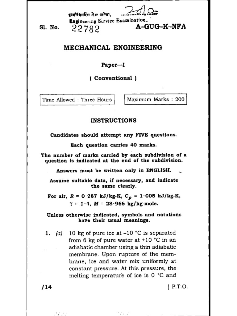 Mechanical Paper I Conv 2010 | PDF