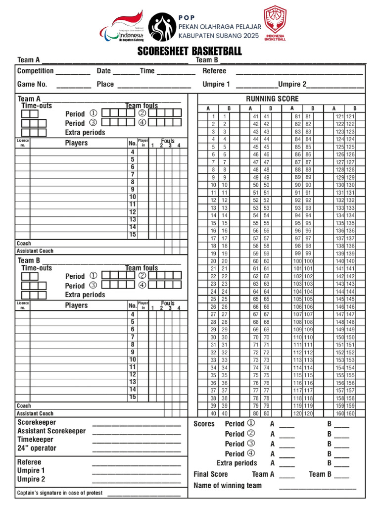 Scoresheet Basket POP | PDF